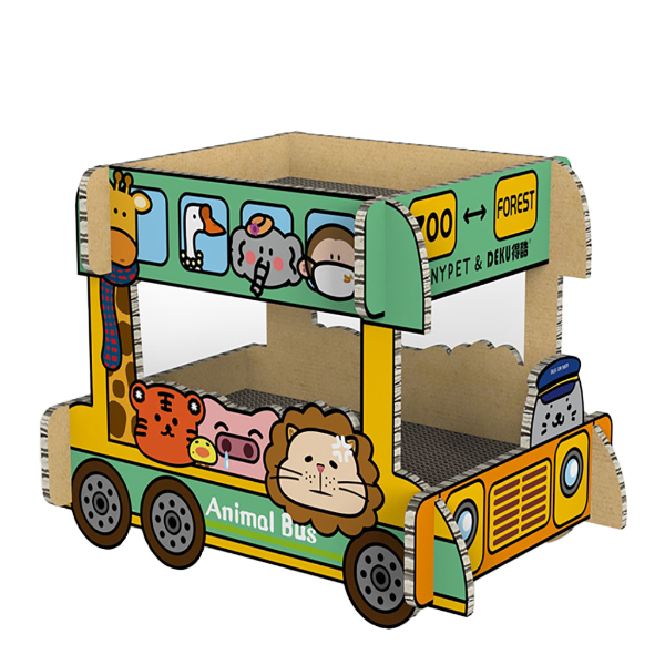 Double-Decker Bus Cat Scratcher | Fun Cardboard Bus Cat Scratcher – ArkPet